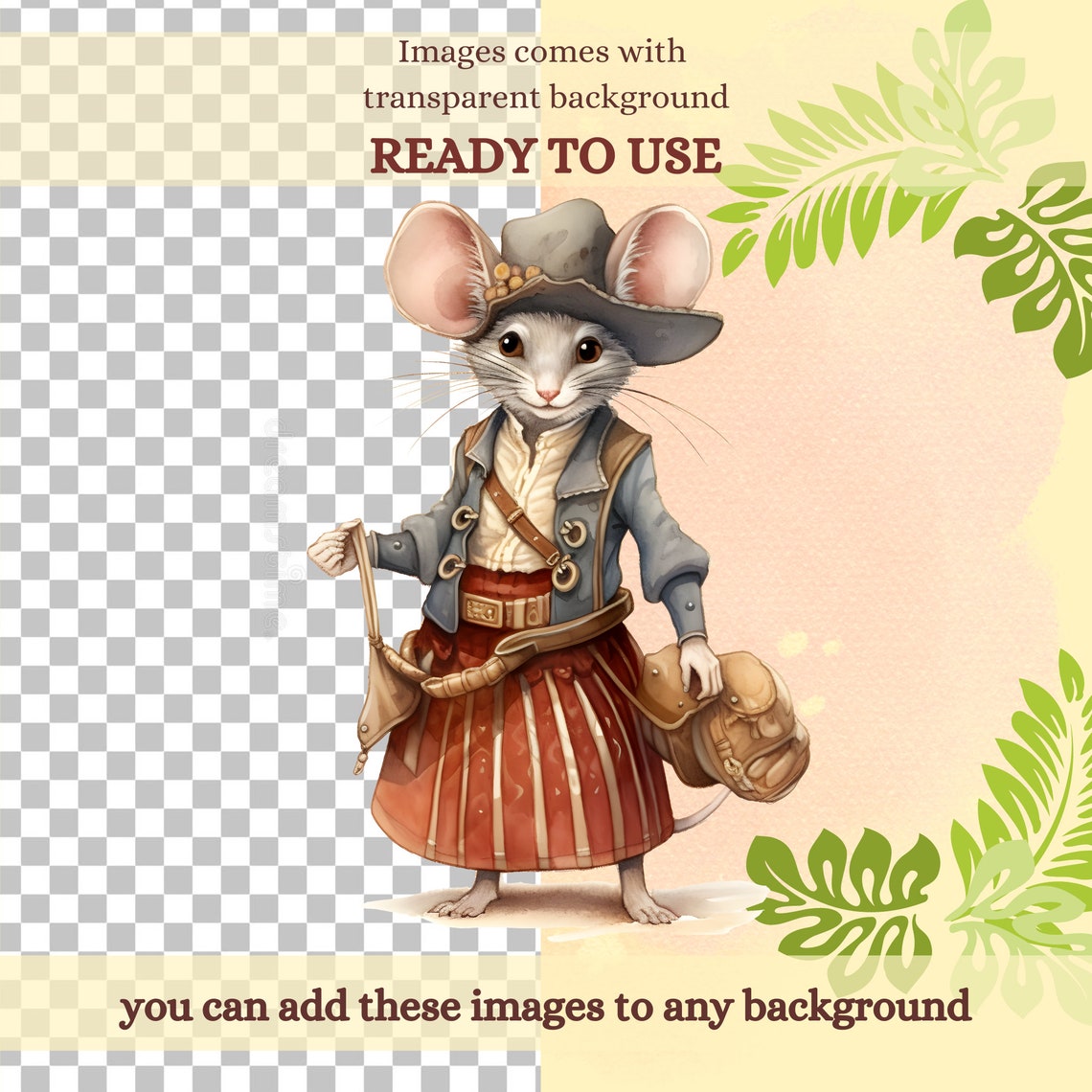 Wild West Fairytale Mice Clipart 35 Transparent PNG Files. Cute Fantasy ...