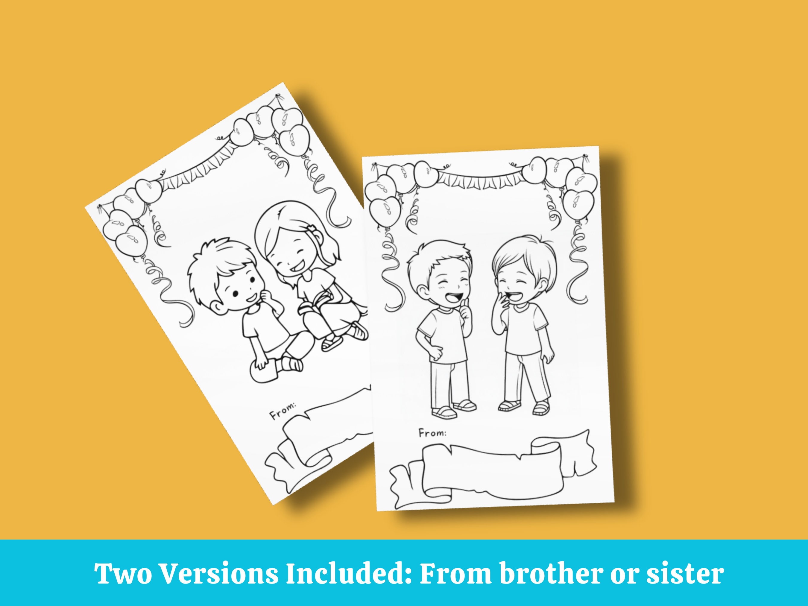 Happy Birthday Brother: Printable Coloring Card. Fill-in-the-blanks and ...