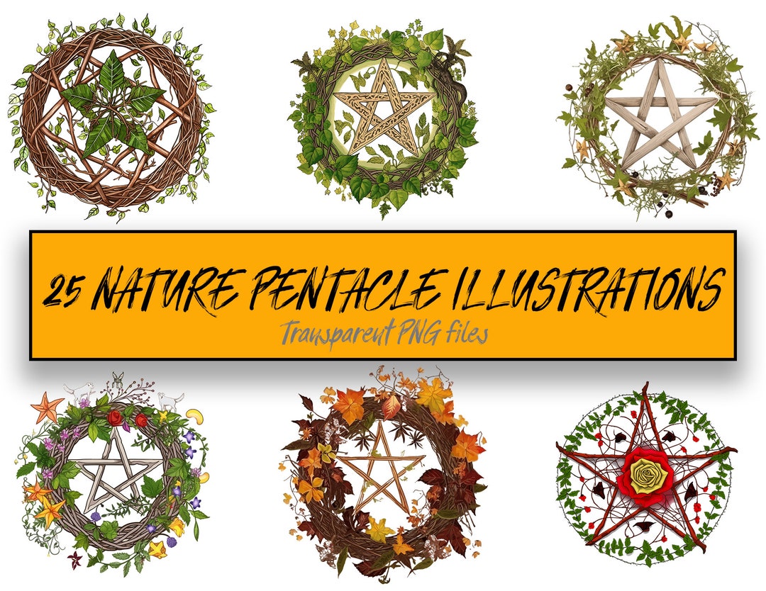 25 Nature Pentacle Illustrations digital PNG Images Instant Download ...