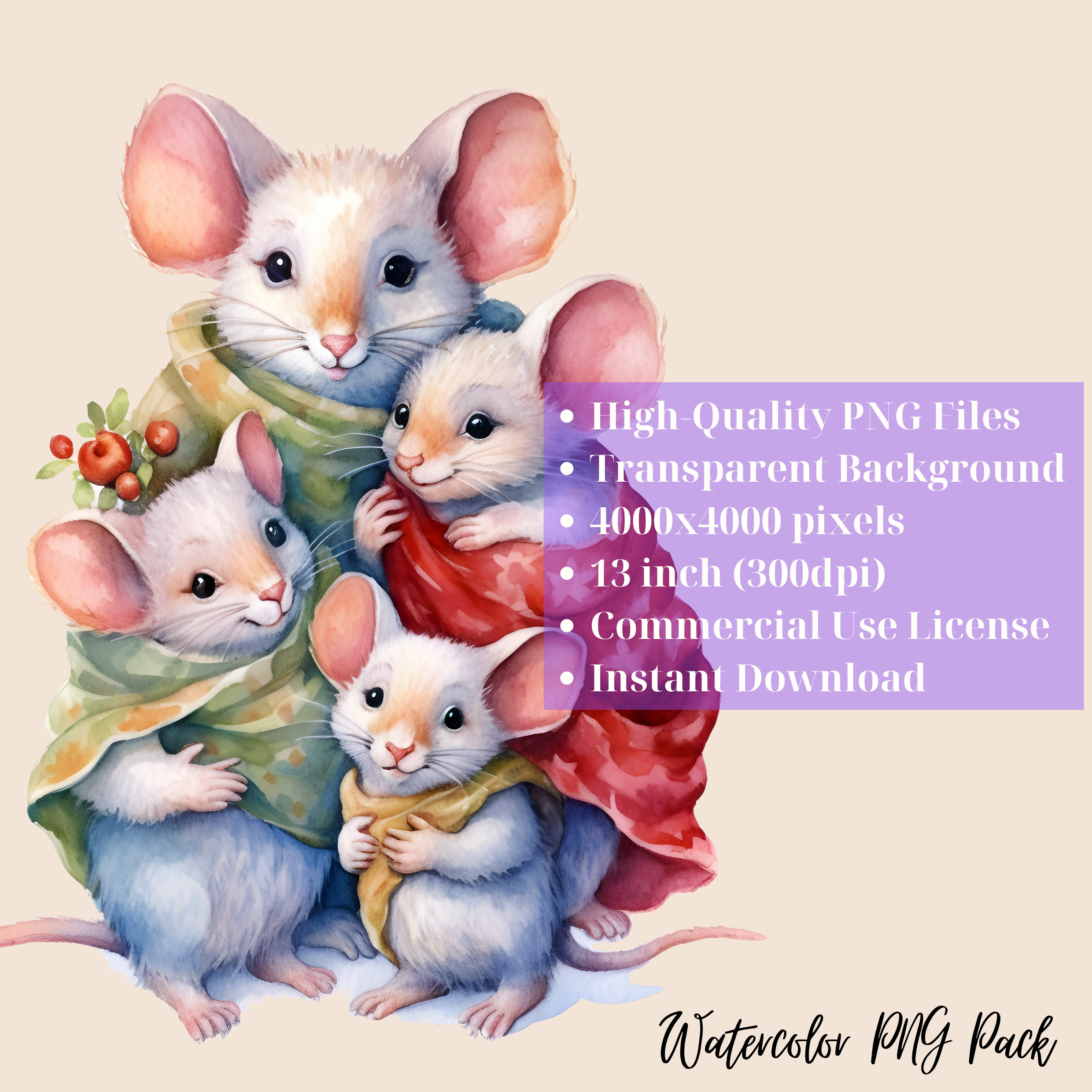 Cute Baby Mice Clipart (30 Transparent PNG Files). for Nursery ...
