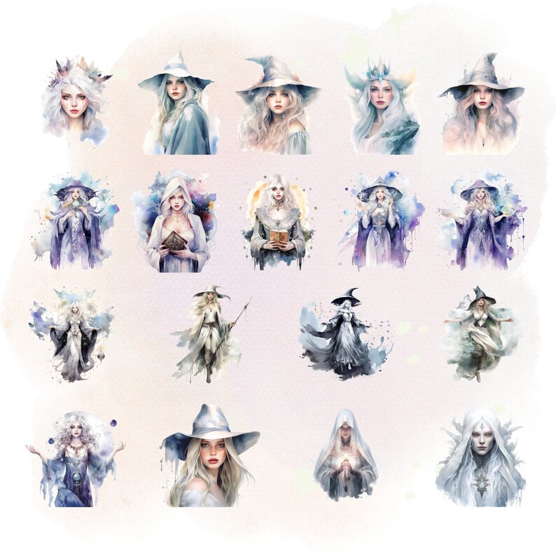 30 White Witch Clipart (transparent PNG) - Perfect for Scrapbooking ...