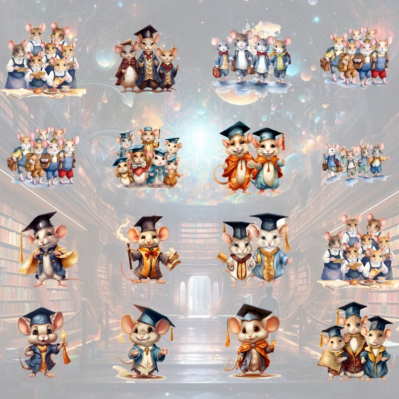 College Academy Mice Clipart 40 Transparent PNG Files. Cute Fantasy ...