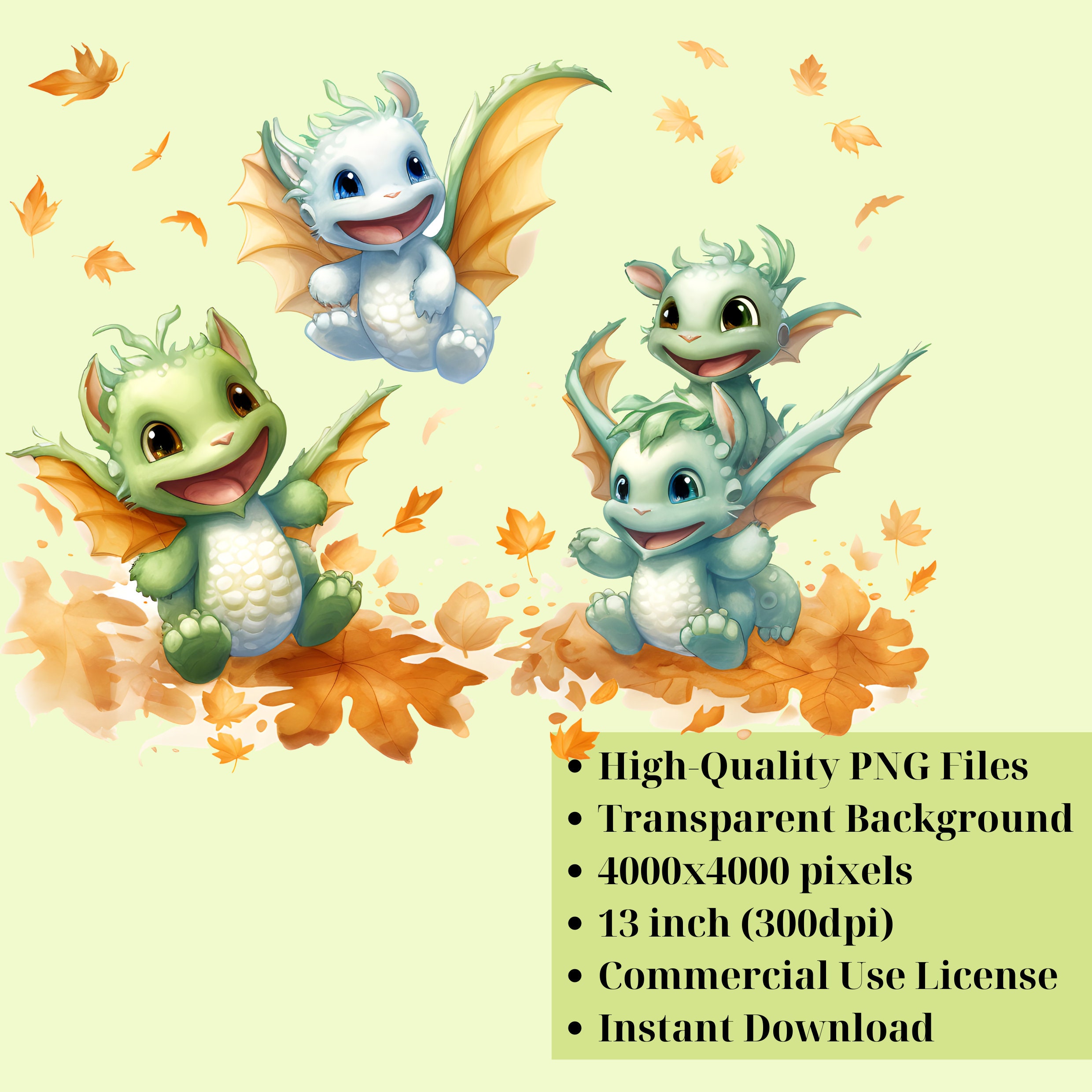 50 Cute Baby Dragons in the Woods Clipart transparent PNG. - Etsy