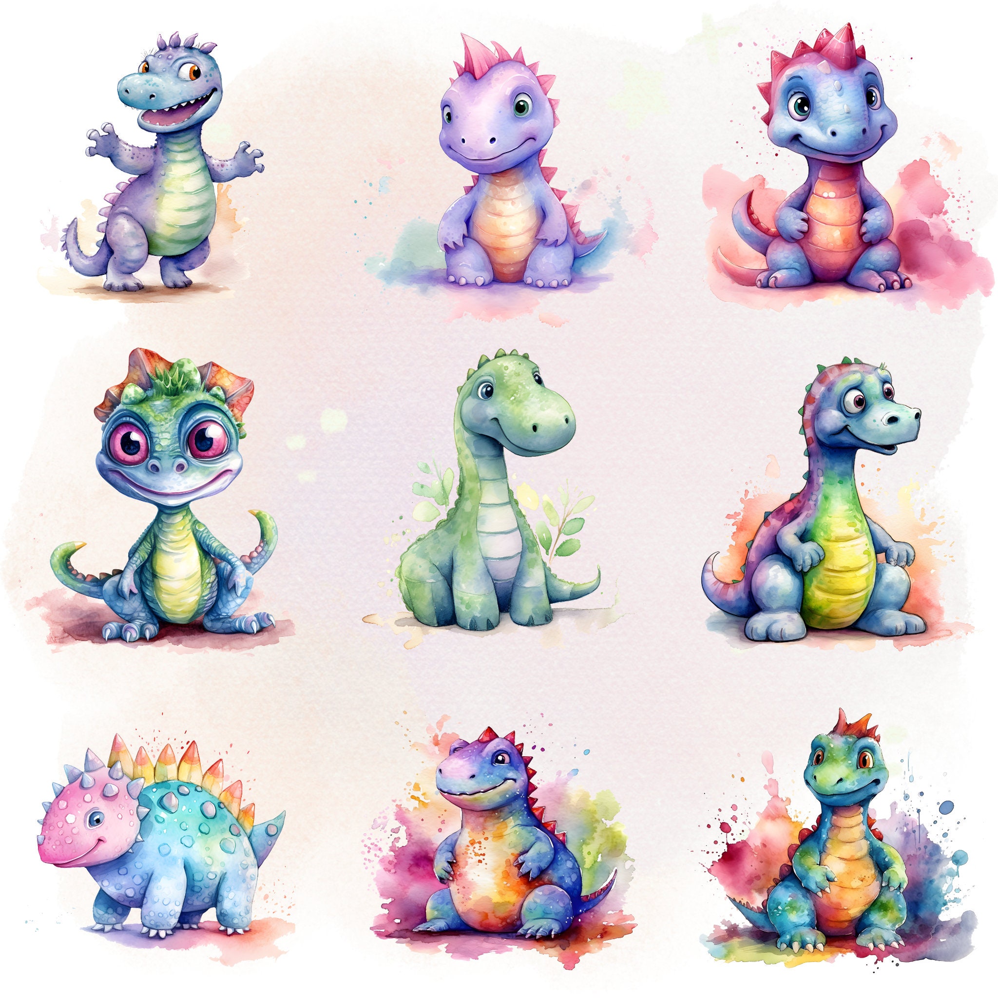 30 Cute Dinosaur Clipart (transparent PNG). Nursery and Kids Room ...