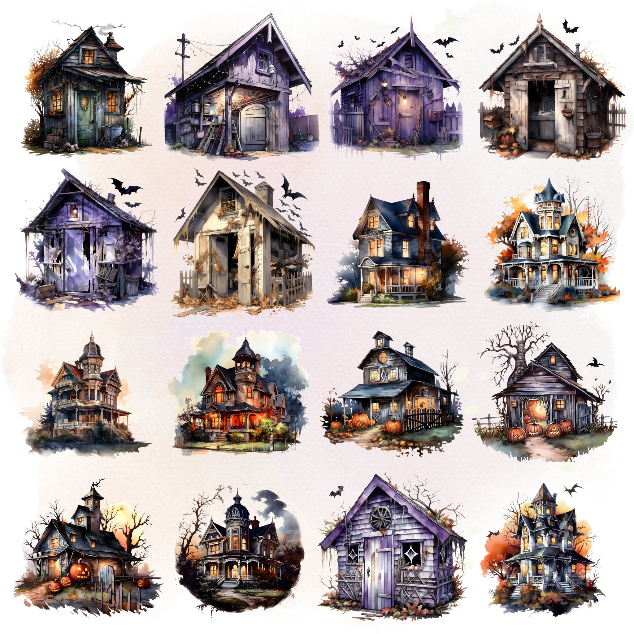 40 Haunted House Clipart transparent PNG Files. Spooky Gothic Mansion ...