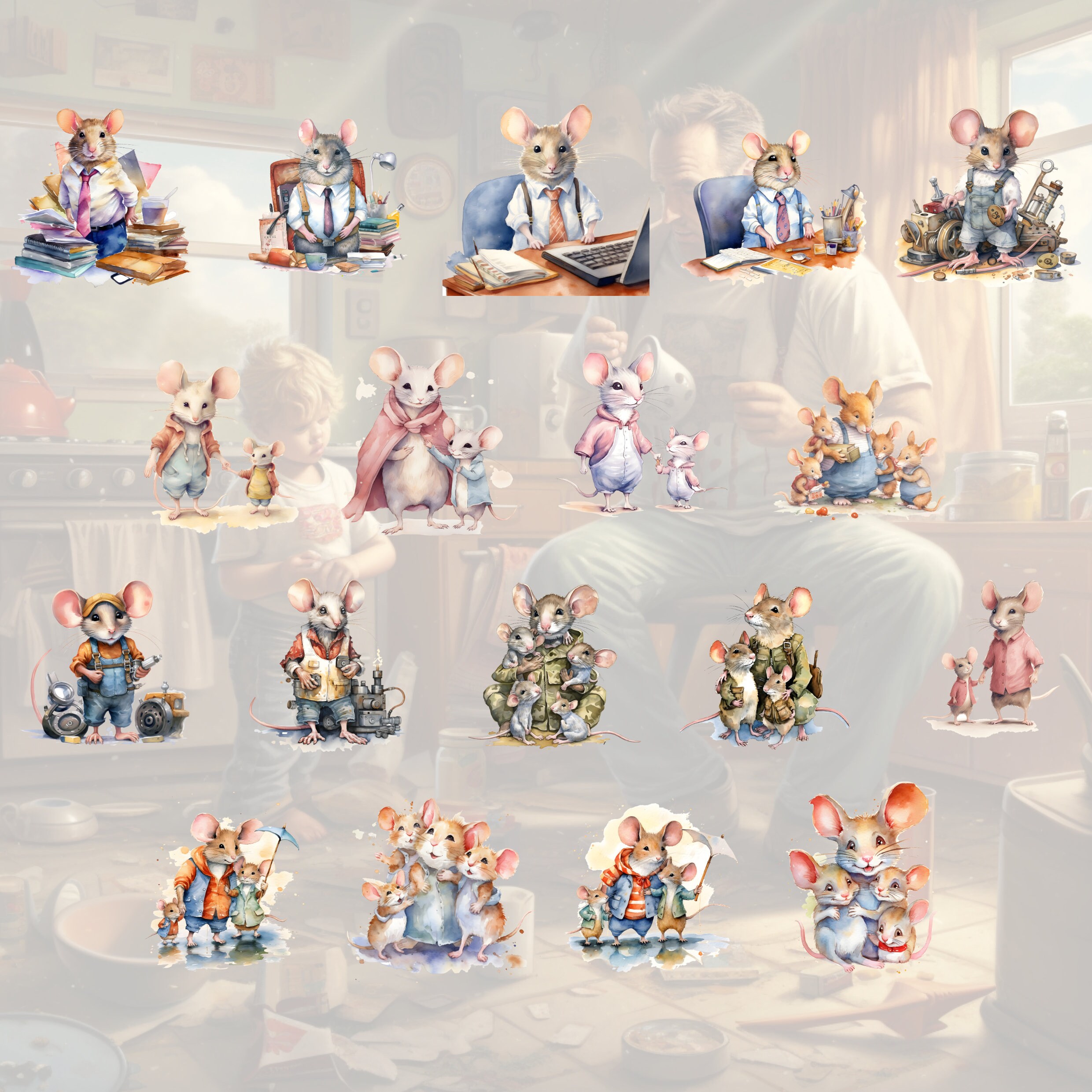 50 Father Mice Clipart 50 Transparent PNG Files. Cute Fantasy Mice ...