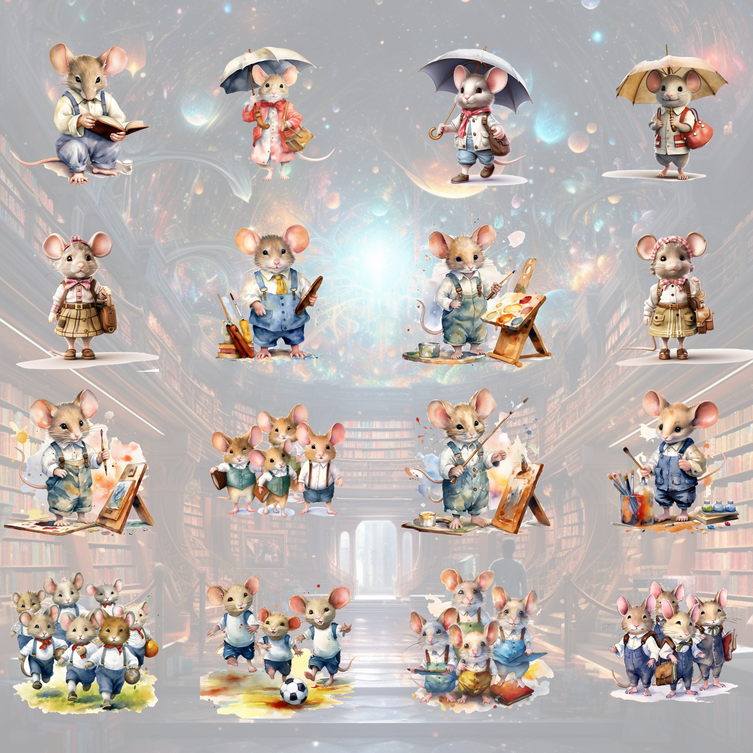 College Academy Mice Clipart 40 Transparent PNG Files. Cute Fantasy ...