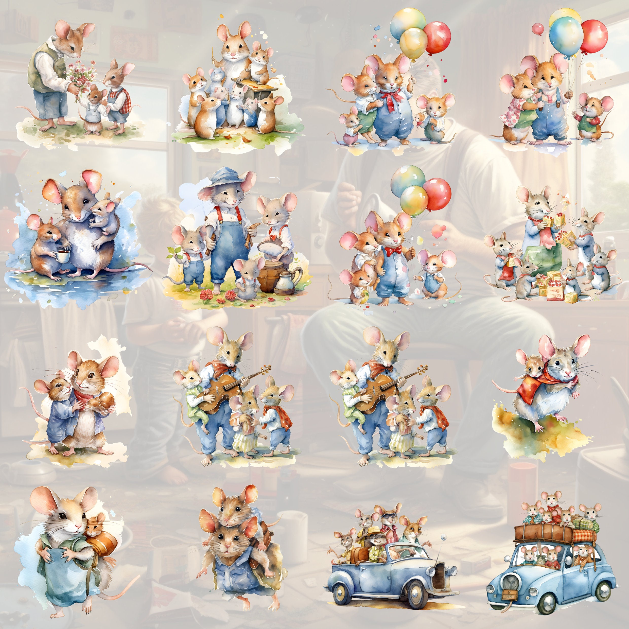 50 Father Mice Clipart 50 Transparent PNG Files. Cute Fantasy Mice ...