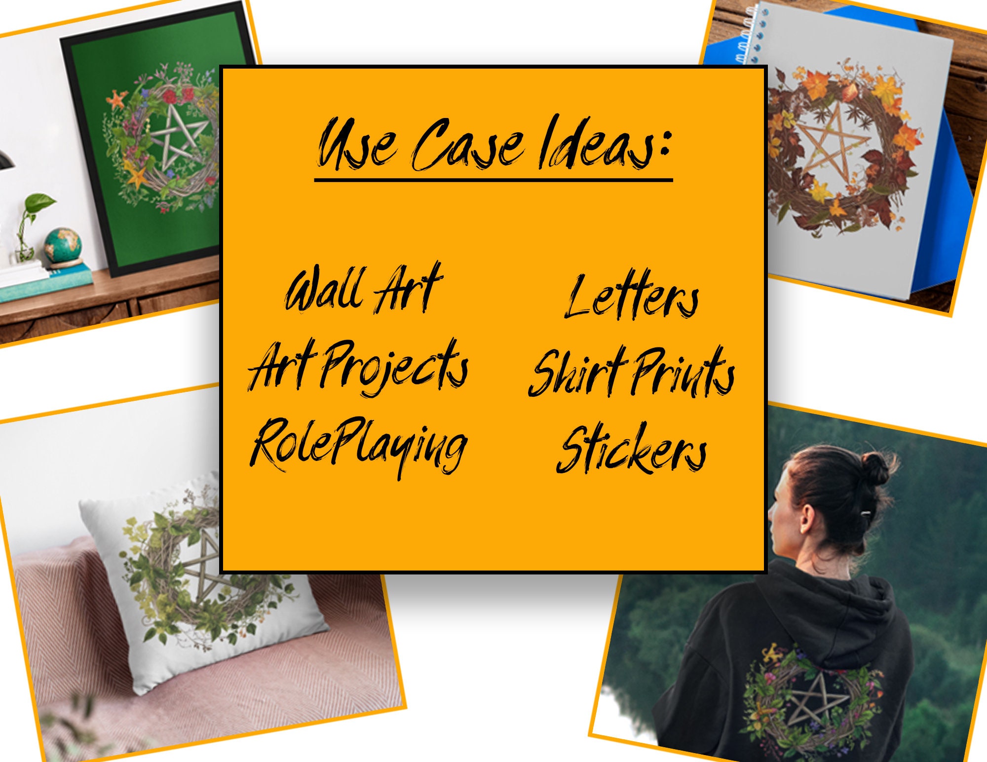 25 Nature Pentacle Illustrations digital PNG Images Instant Download ...