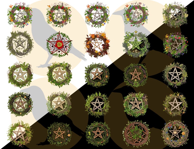 25 Nature Pentacle Illustrations digital PNG Images Instant Download ...