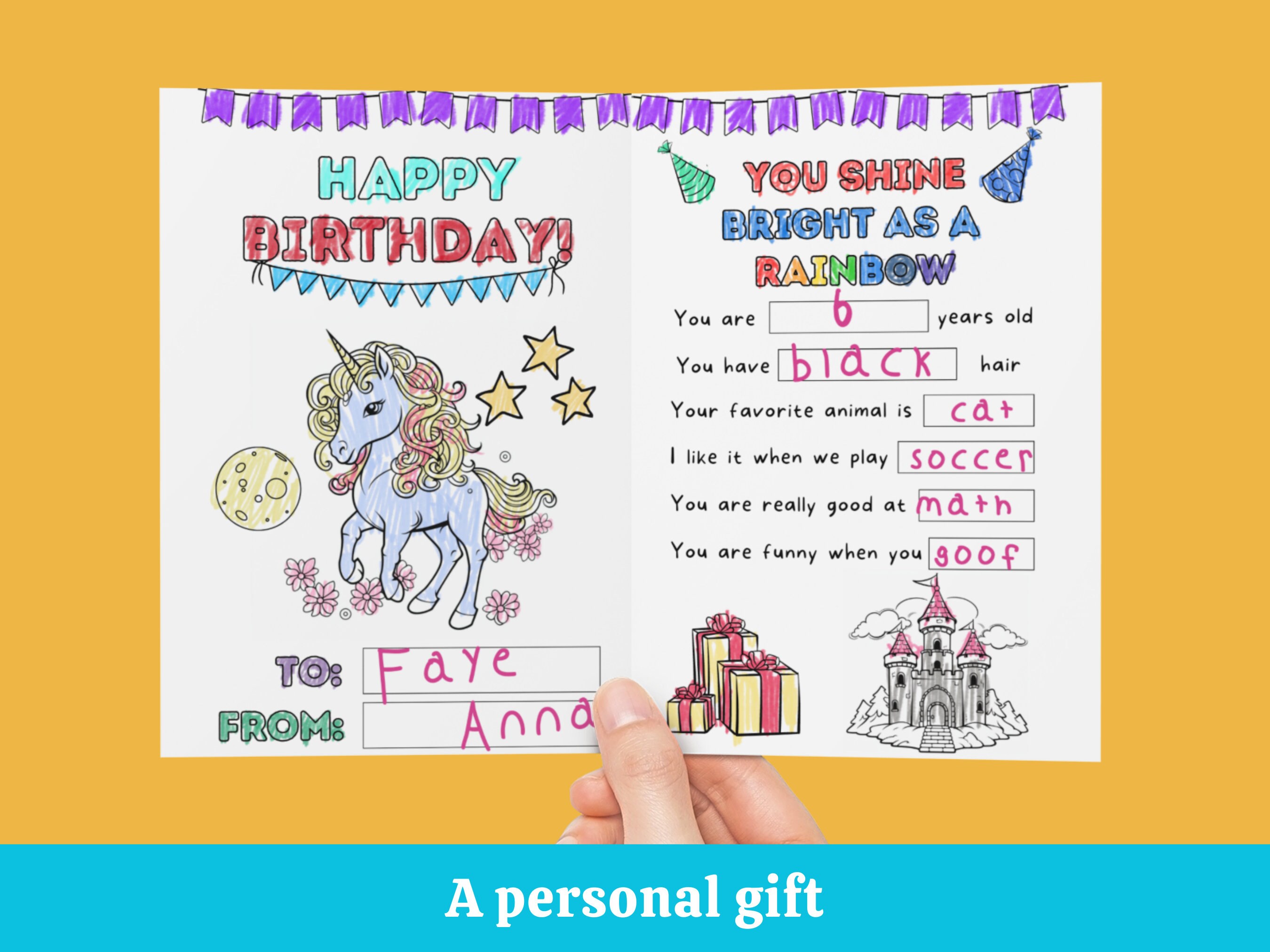 Happy Birthday Unicorn: Printable Coloring Card. - Etsy