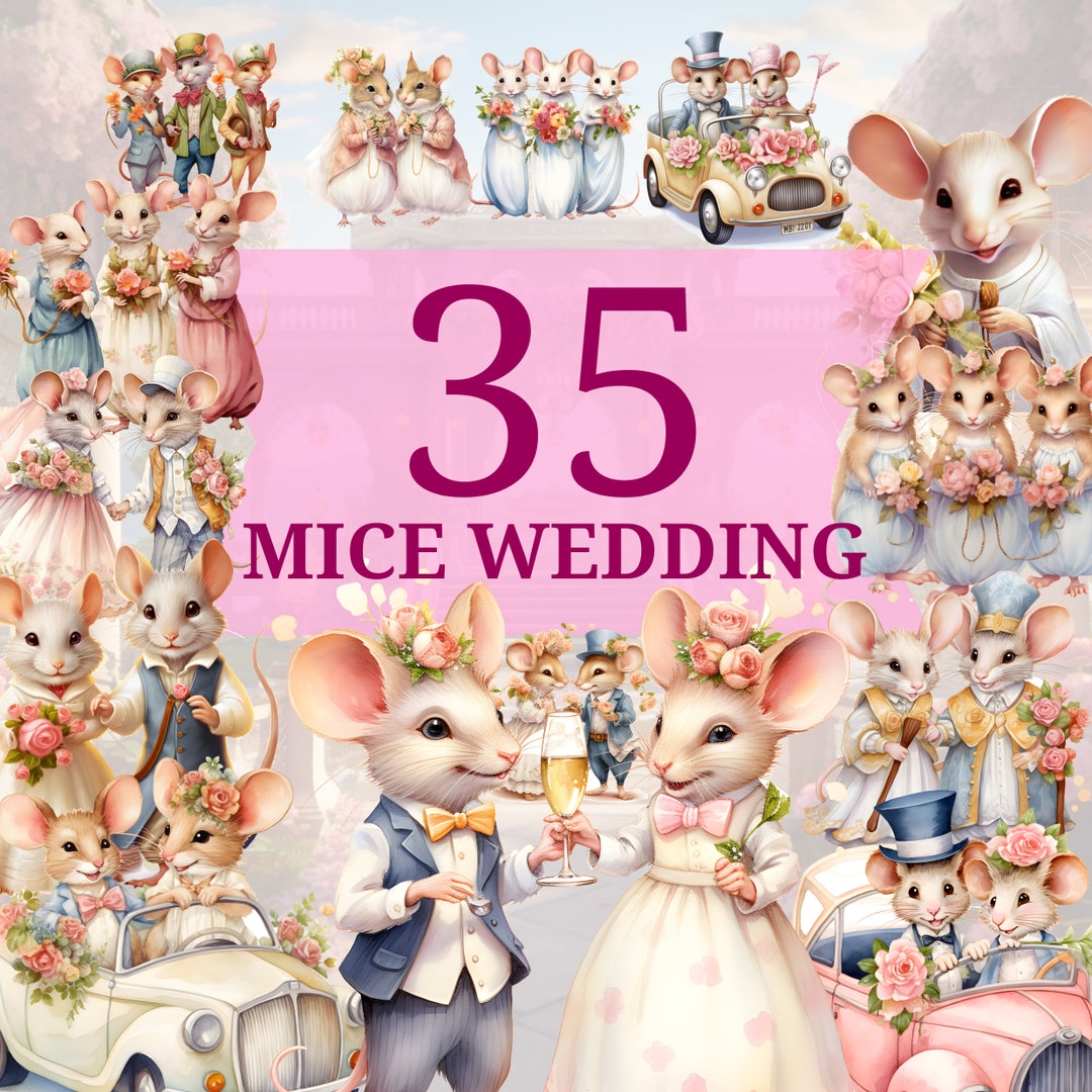 Fairytale Mice Wedding Clipart 35 Transparent PNG Files. Cute Fantasy ...