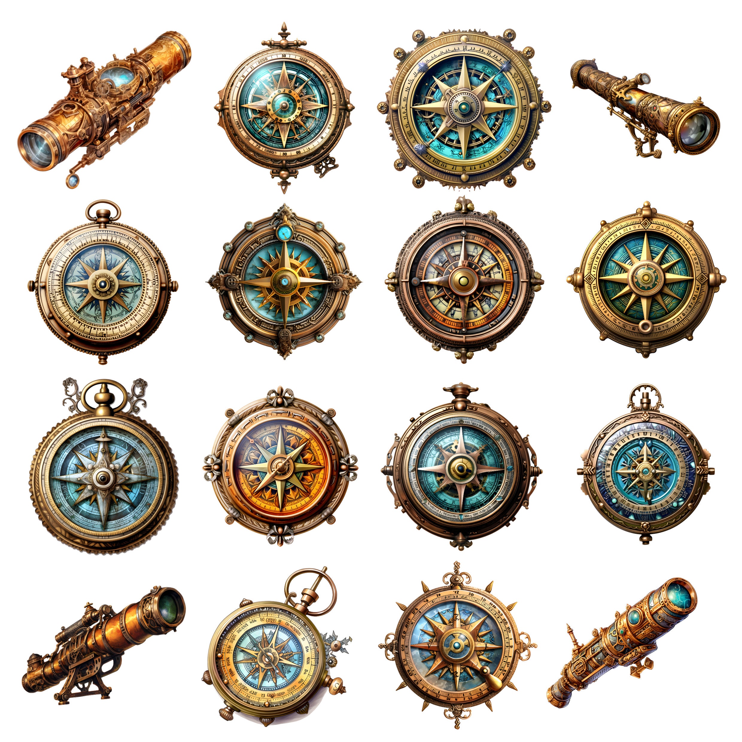 50 Steampunk Tools and Gadgets Clipart Pack transparent PNG. for ...