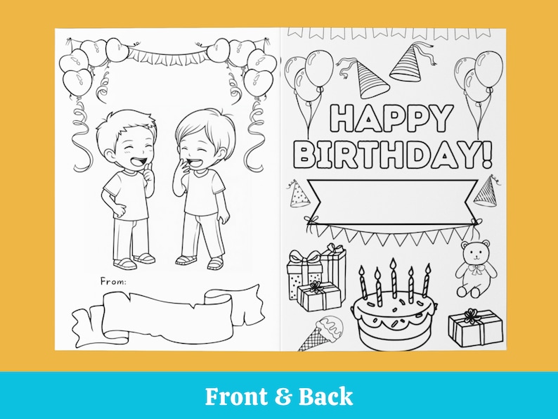 Happy Birthday Brother: Printable Coloring Card. - Etsy