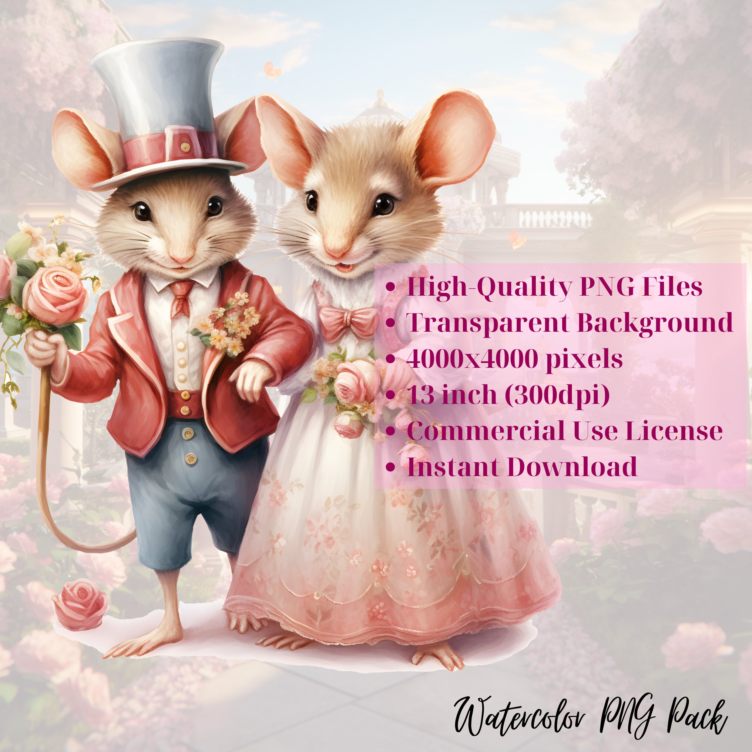 Fairytale Mice Wedding Clipart 35 Transparent PNG Files. Cute Fantasy ...