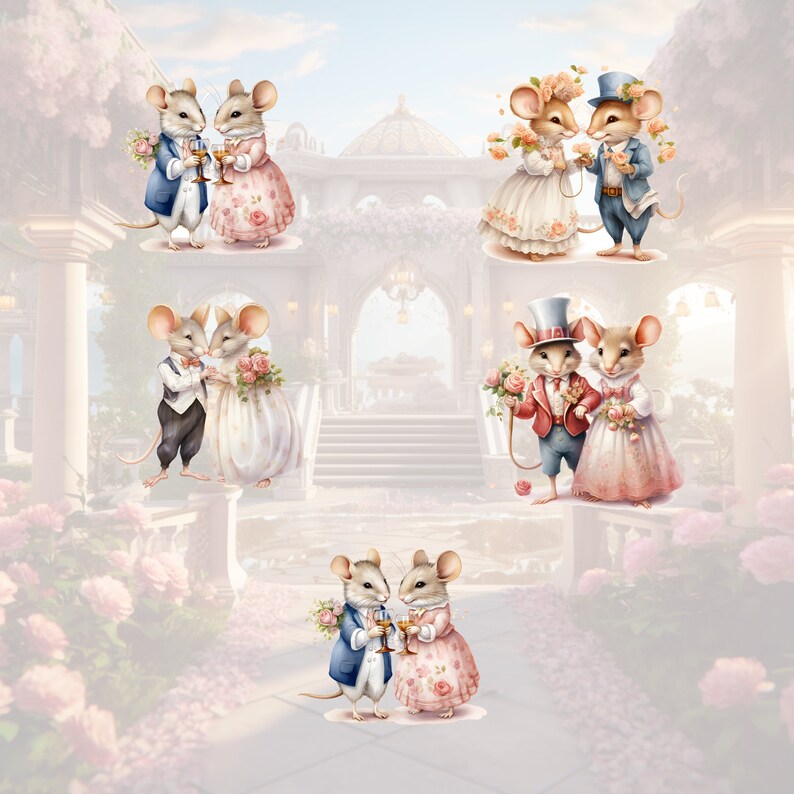 Fairytale Mice Wedding Clipart 35 Transparent PNG Files. Cute Fantasy ...