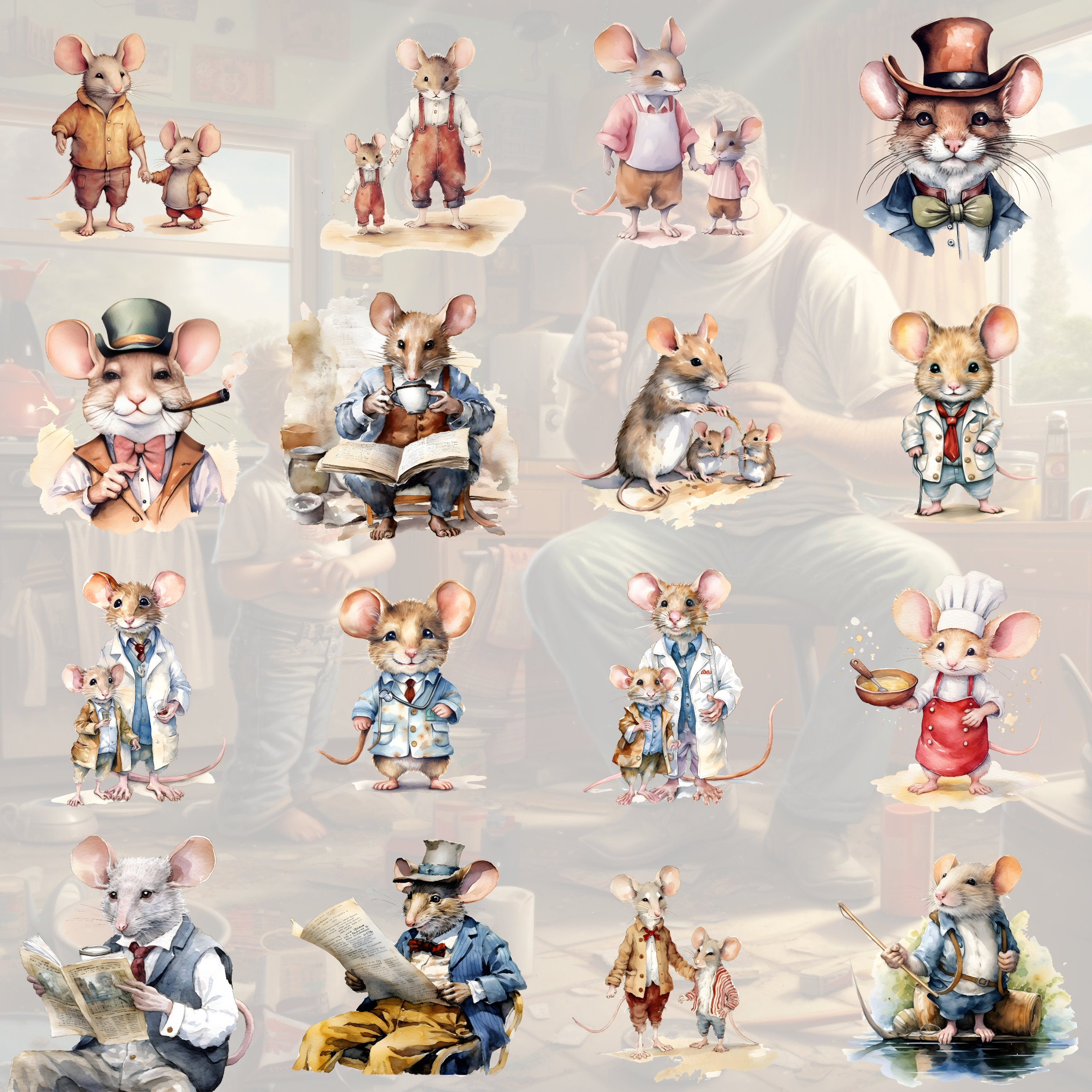 50 Father Mice Clipart 50 Transparent PNG Files. Cute Fantasy Mice ...