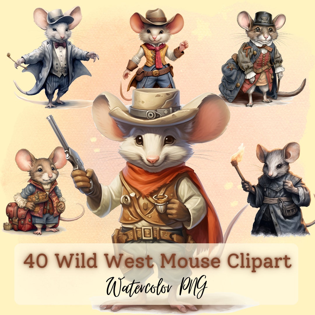 Wild West Fairytale Mice Clipart 35 Transparent PNG Files. Cute Fantasy ...