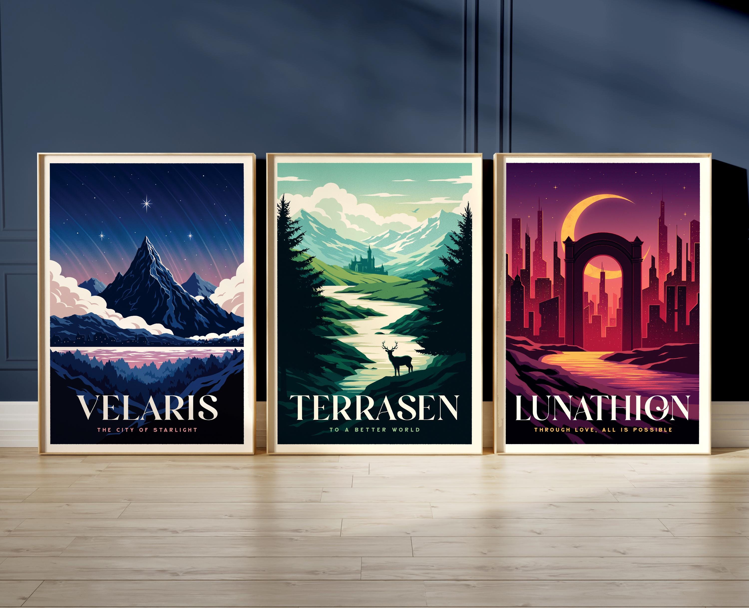 SJM Universe Travel Poster Bundle - ACOTAR, Throne of Glass, Crescent ...
