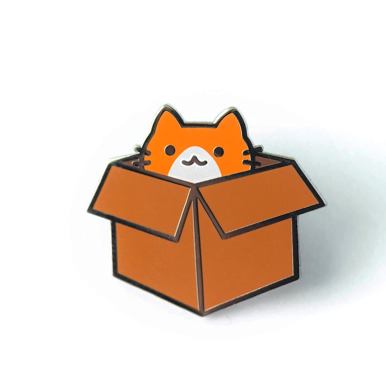 Box Cat Hard Enamel Pin Cute Lapel Pin T Stocking Etsy