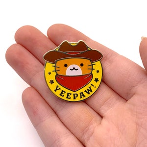 Yeepaw! Cowboy Cat - Hard Enamel Pin - Cute Lapel Pin Gift - Etsy