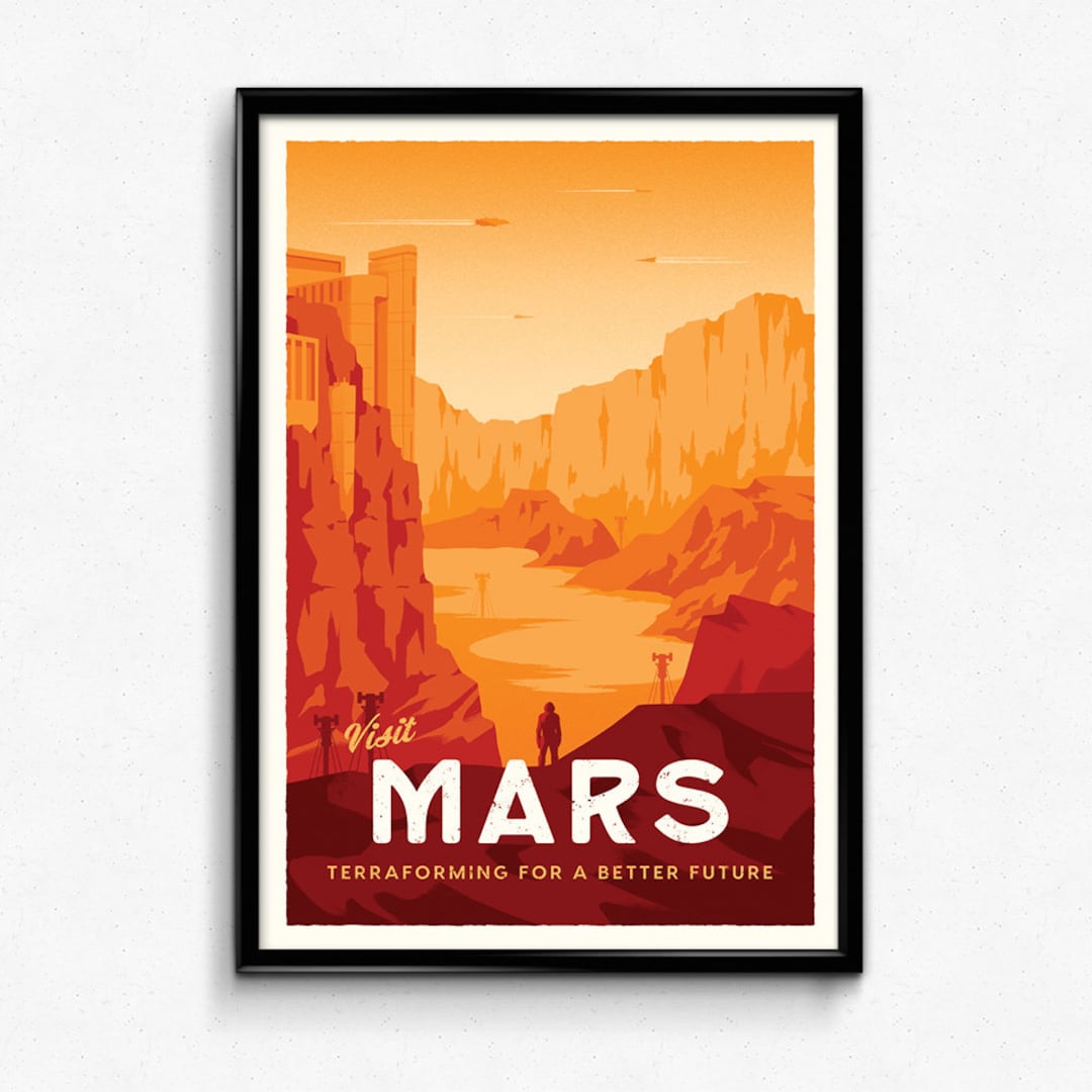 Mars Travel Poster Sci Fi Space Retro Poster Print Decor Gift - Etsy