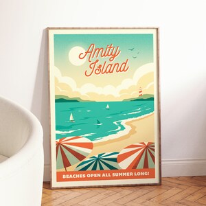 Amity Island Travel Poster - Beach Retro Poster Print Decor Gift - Etsy