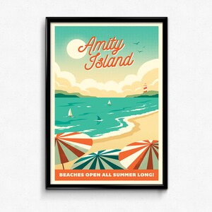 Amity Island Travel Poster Beach Retro Poster Print Decor Gift - Etsy