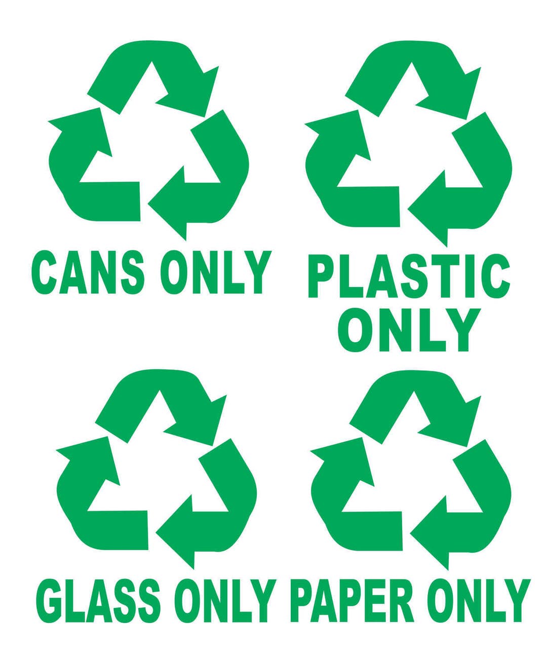 Recycle Symbols Cans Plastic Glass Paper - Trash Bin Garbage Can … - Etsy