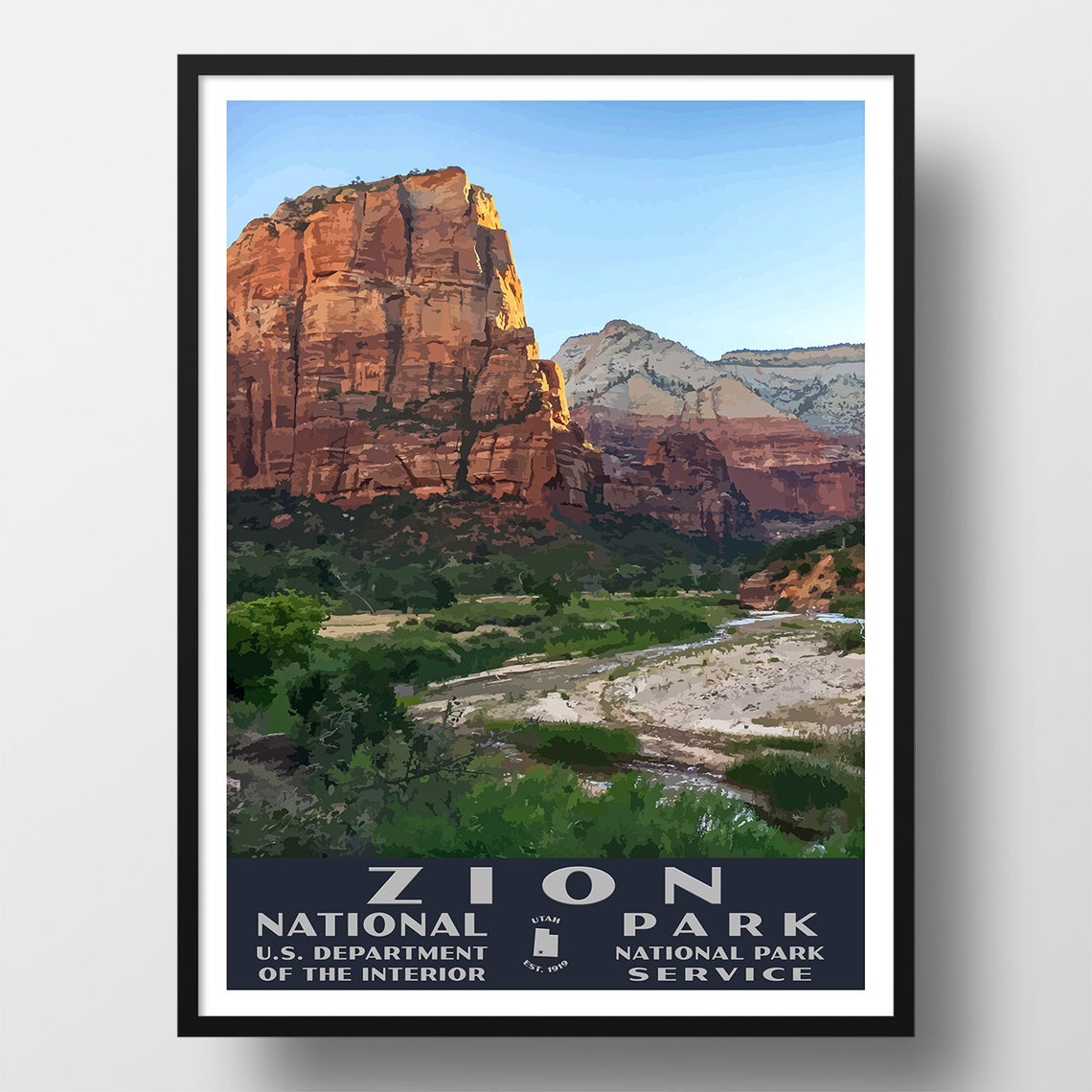 Zion National Park Poster Vintage WPA Style Travel Poster - Etsy