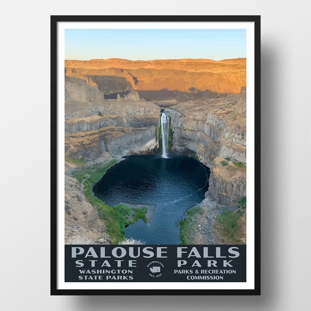 Palouse Falls State Park Poster | Vintage WPA Style Travel Poster | 8 ...