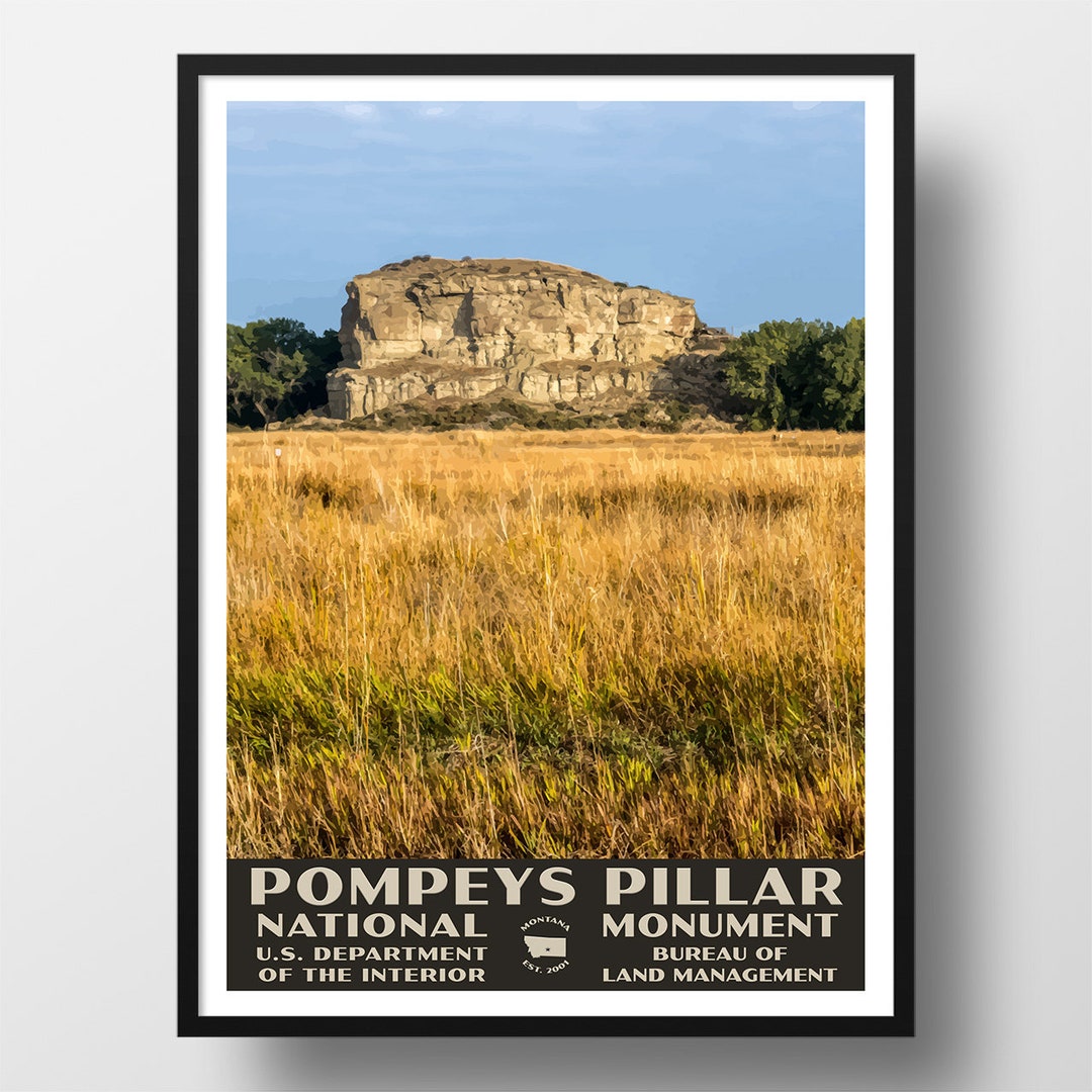 Pompeys Pillar National Monument Poster Vintage WPA Style Travel Poster ...