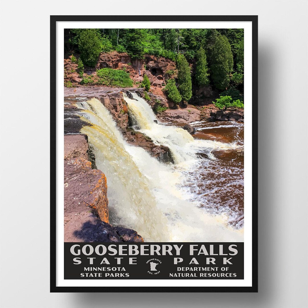 Gooseberry Falls State Park Poster | Vintage WPA Style Travel Poster ...