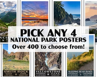 National Park Posters Set of 2, 3, 4, 6, 10 Vintage WPA Style National ...