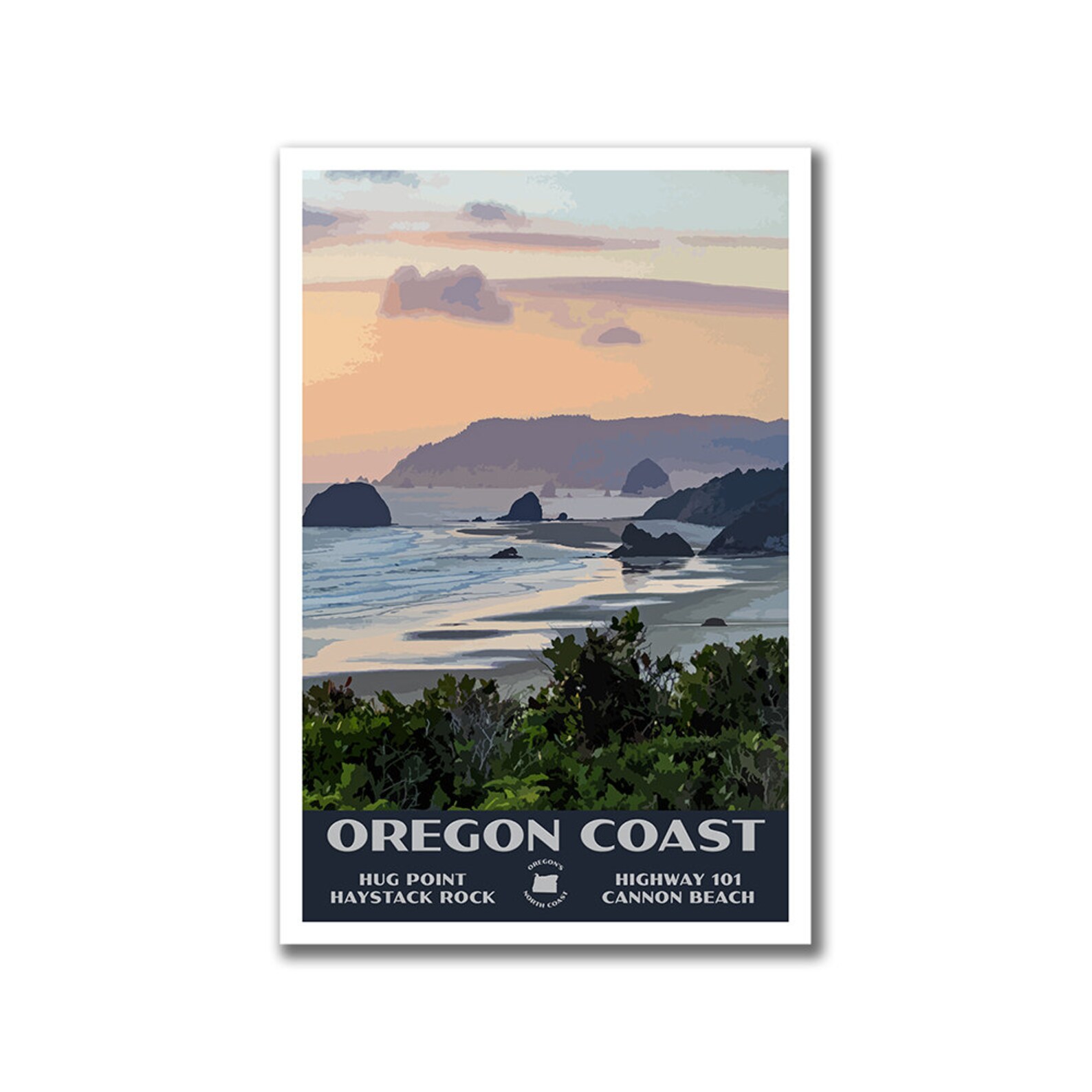 Oregon Coast Poster Vintage WPA Style Travel Poster - Etsy