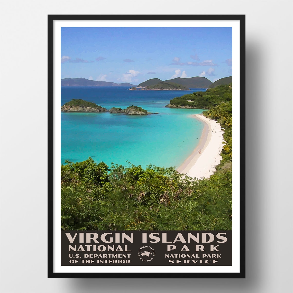 Virgin Islands National Park Poster Vintage WPA Style Travel | Etsy