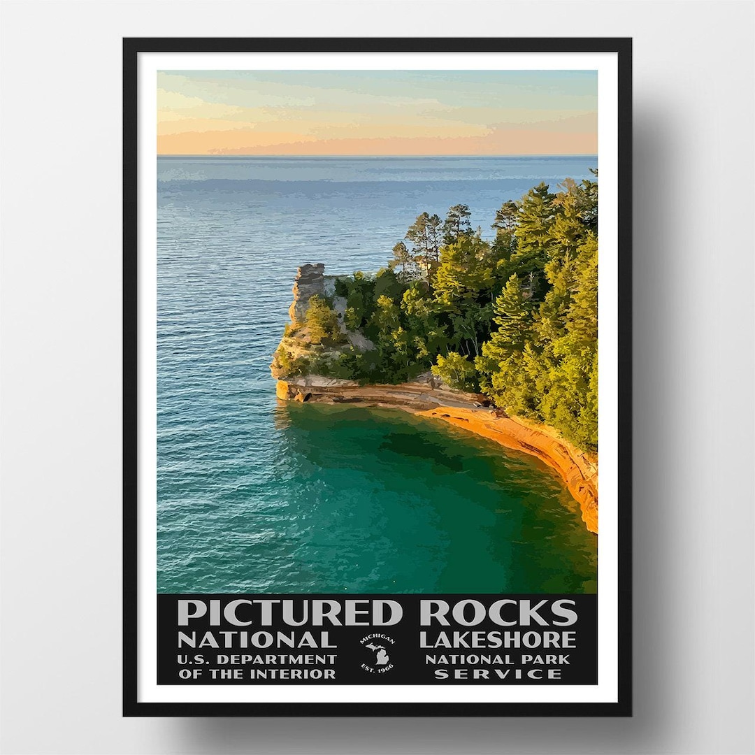 Pictured Rocks National Lakeshore Poster | Vintage WPA Style Travel ...