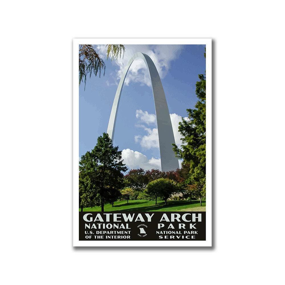 Gateway Arch National Park Poster | Vintage WPA Style Travel Poster | 8 ...