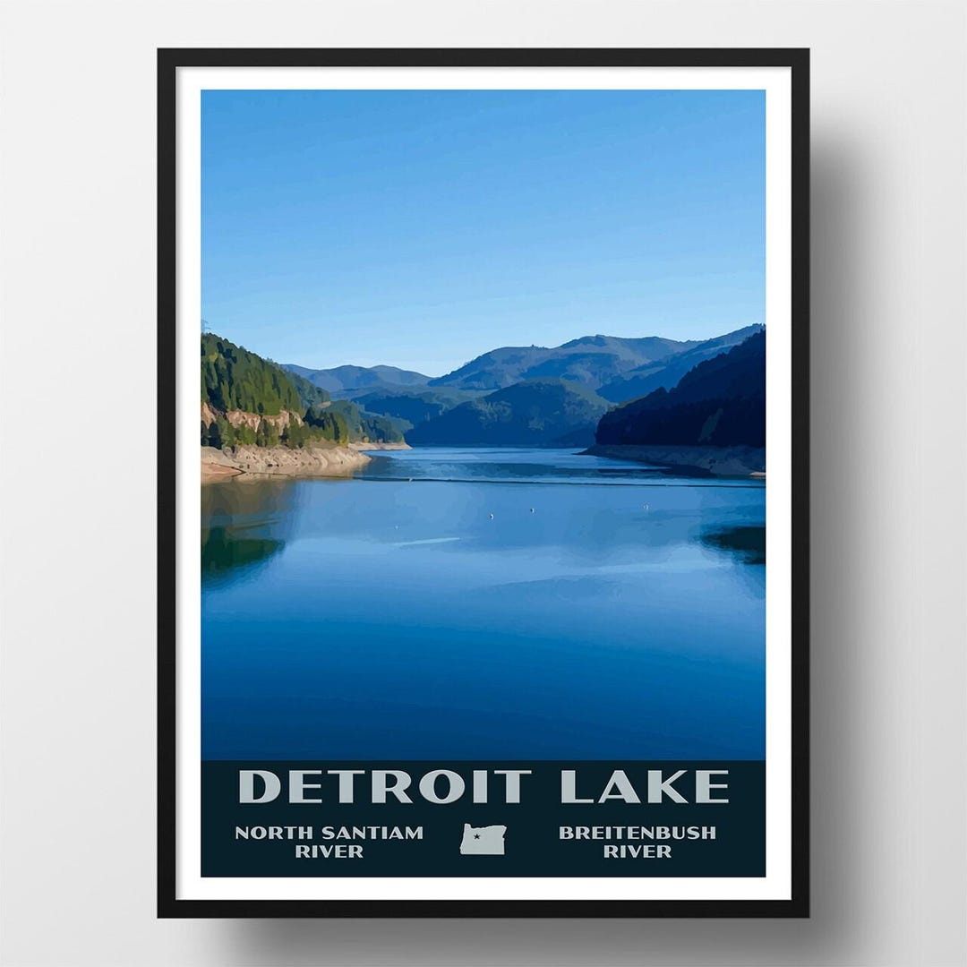Detroit Lake Poster Vintage WPA Style Travel Poster 8 X 10 to 24 X 36 ...