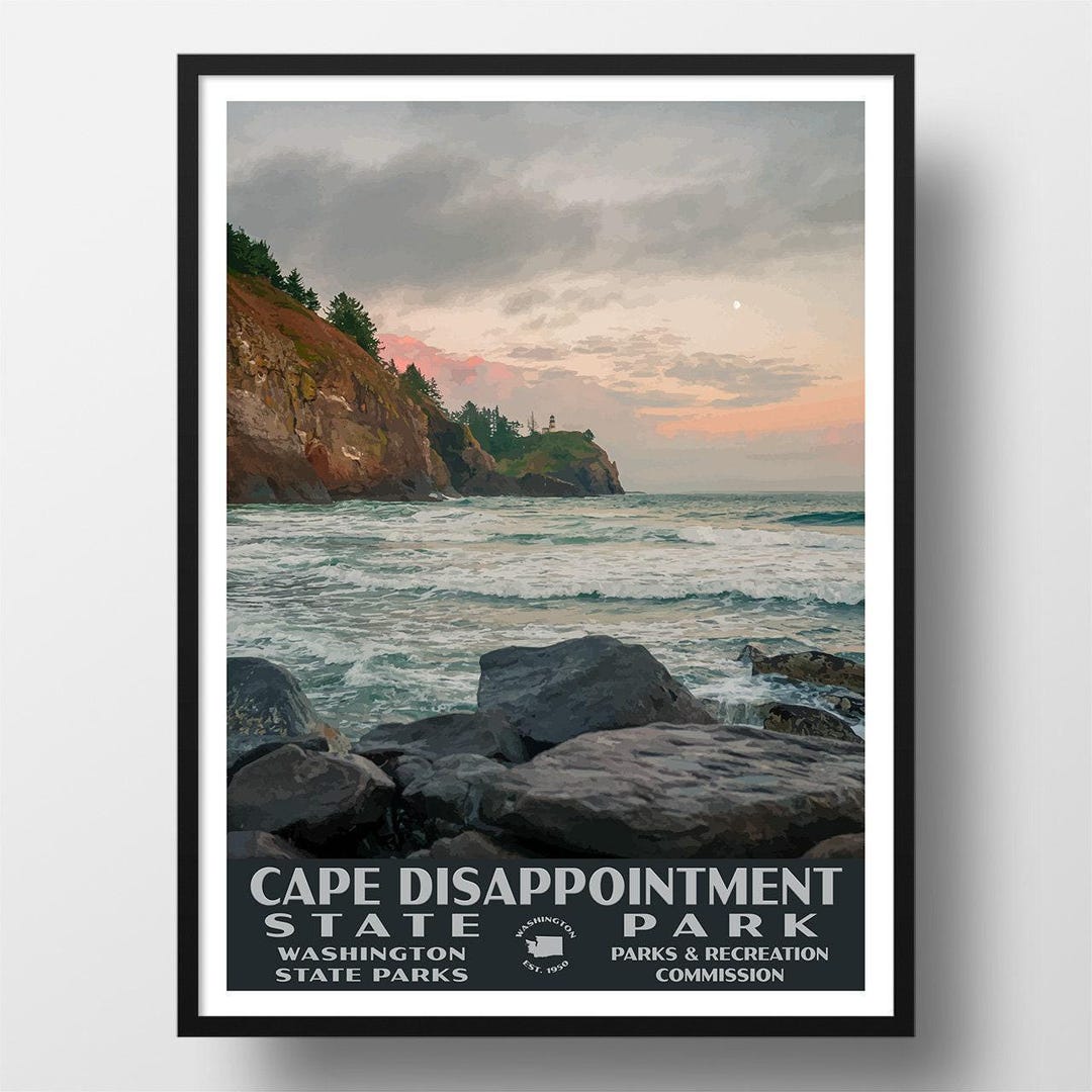 Cape Disappointment State Park Poster | Vintage WPA Style Travel Poster ...