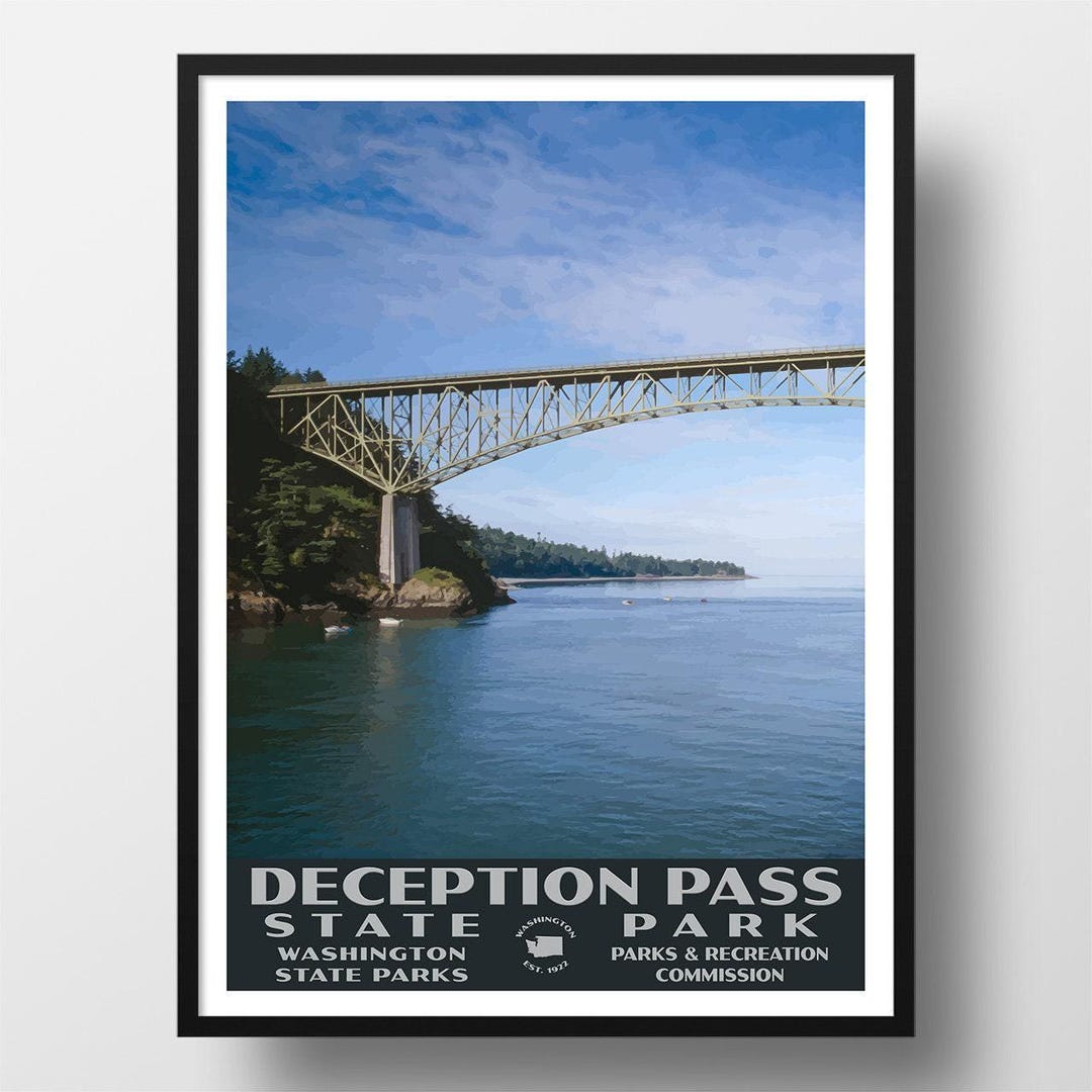 Deception Pass State Park Poster | Vintage WPA Style Travel Poster | 8 ...