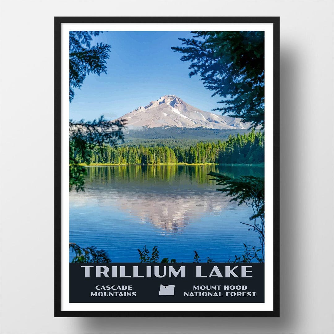 Trillium Lake Poster | Vintage WPA Style Travel Poster | 8" X 10" to 24 ...