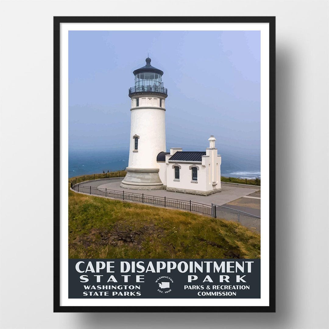 Cape Disappointment State Park Poster | Vintage WPA Style Travel Poster ...