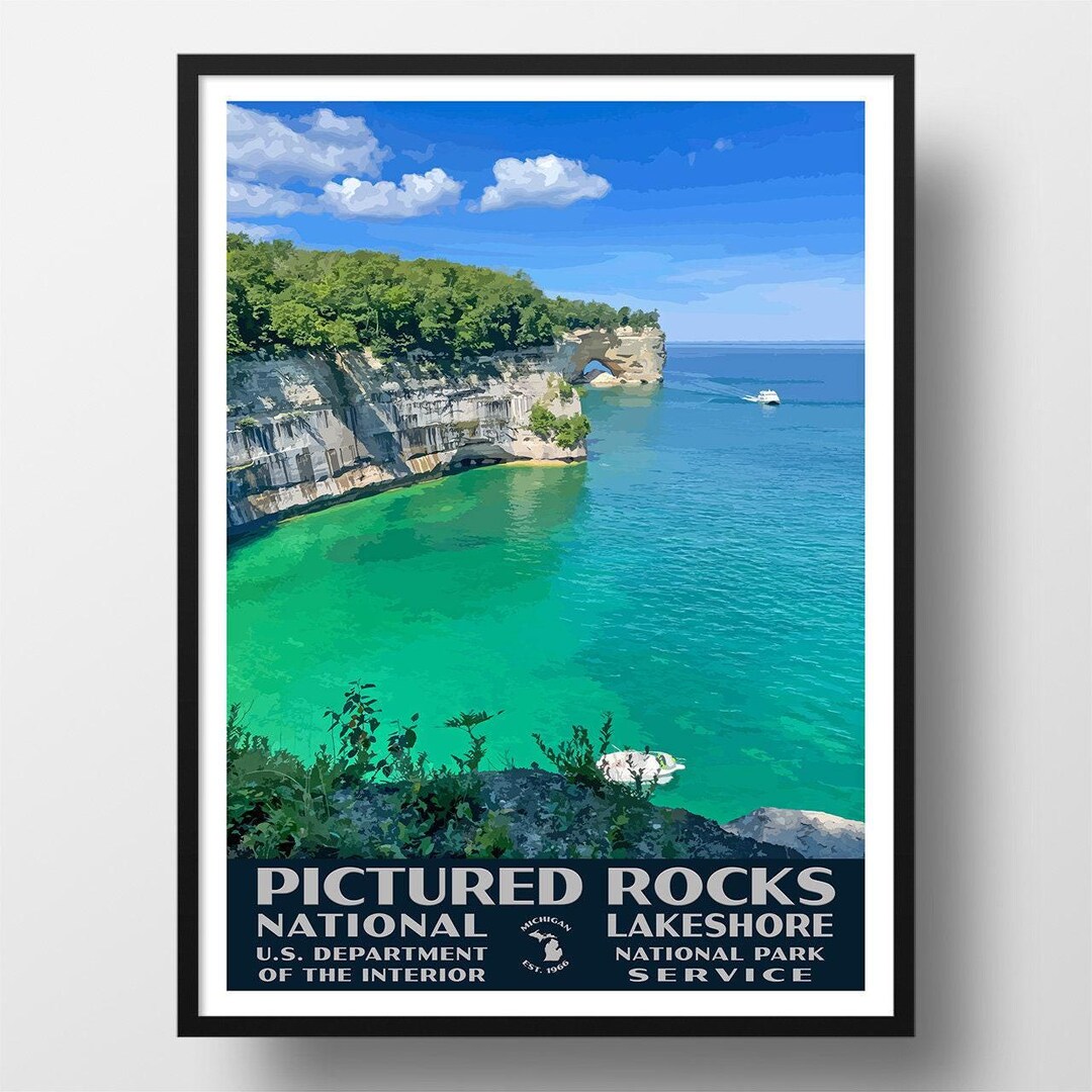Pictured Rocks National Lakeshore Poster | Vintage WPA Style Travel ...