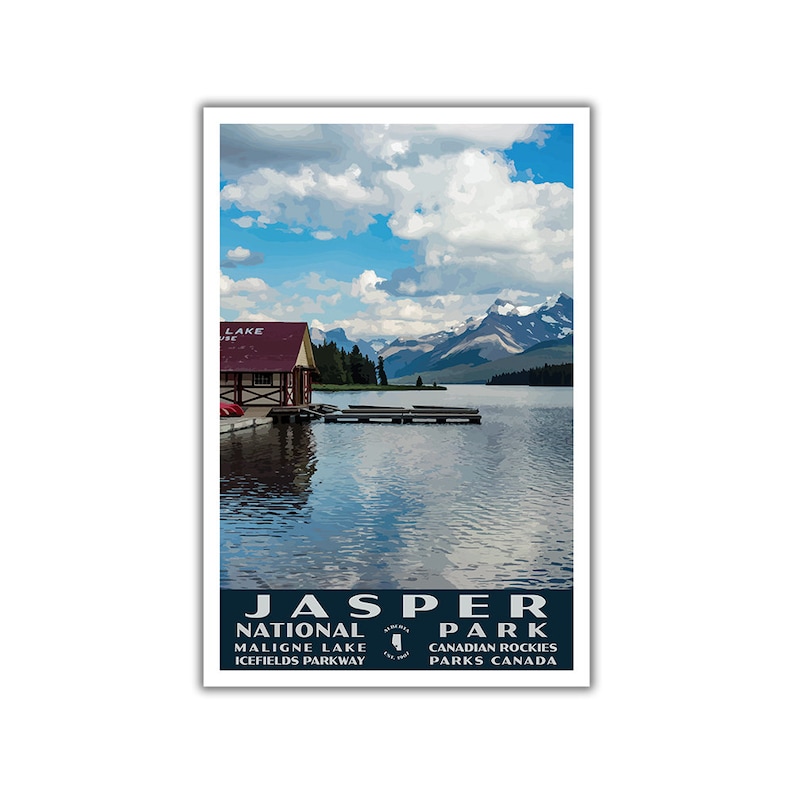 Jasper National Park Poster Vintage WPA Style Travel Poster - Etsy