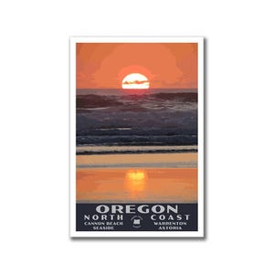 Oregon Coast Poster | Vintage WPA Style Travel Poster | 8" X 10" to 24 ...