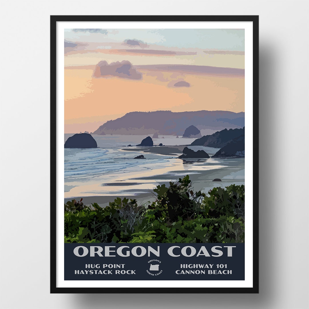 Oregon Coast Poster Vintage WPA Style Travel Poster 8 X 10 to 24 X 36 ...