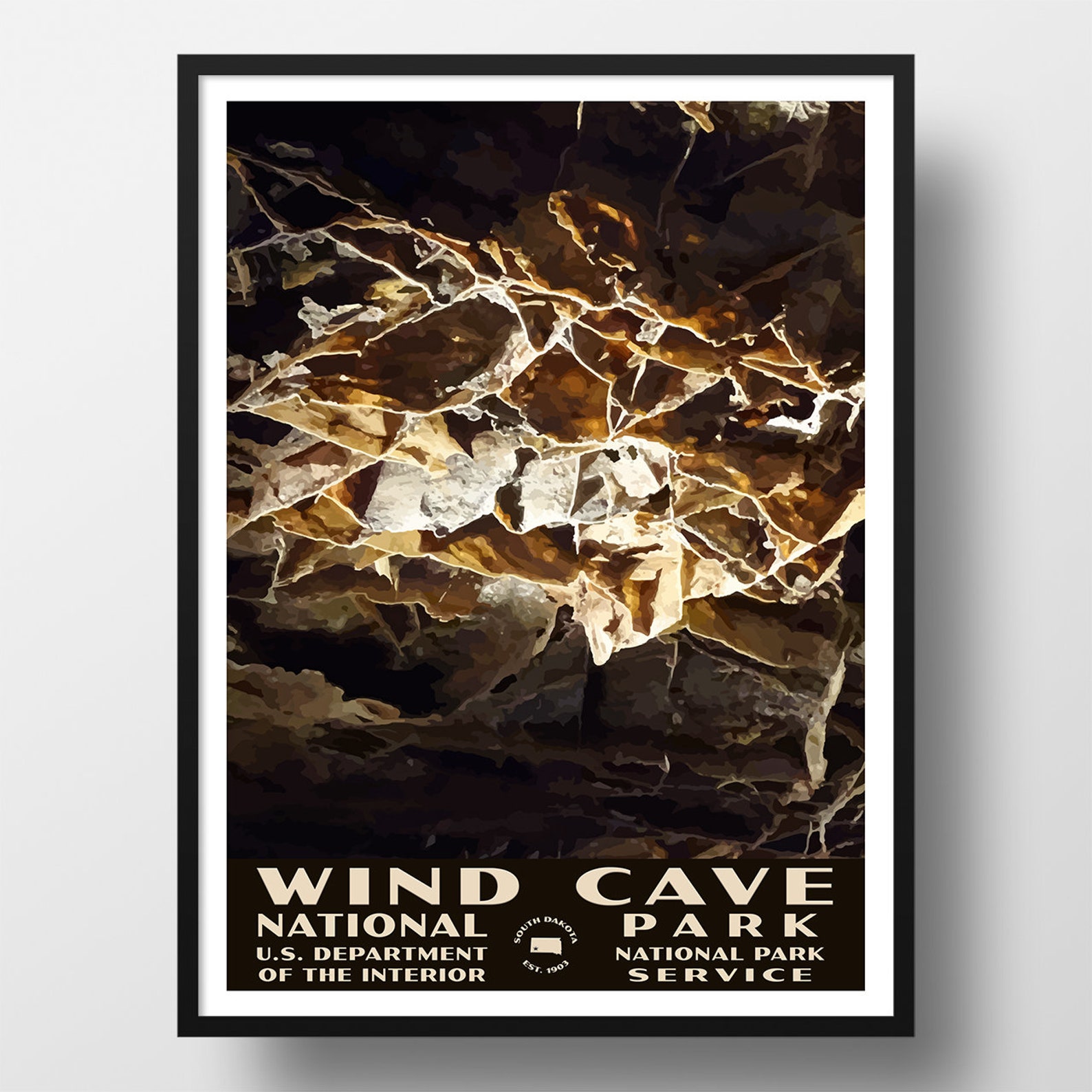Wind Cave National Park Poster Vintage WPA Style Travel - Etsy