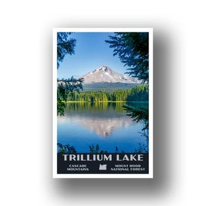 Trillium Lake Poster | Vintage WPA Style Travel Poster | 8" X 10" to 24 ...