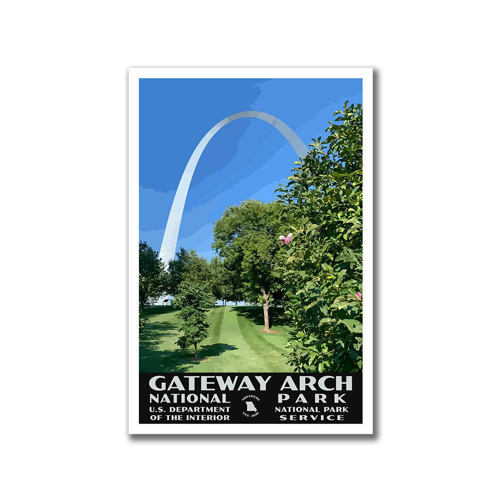 Gateway Arch National Park Poster | Vintage WPA Style Travel Poster | 8 ...